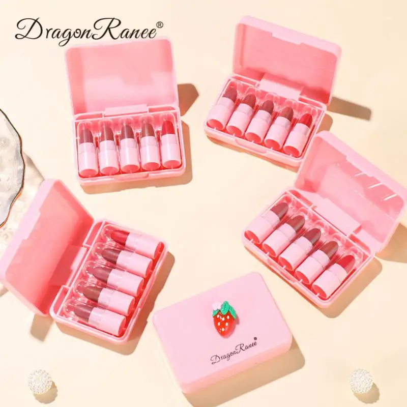 Mini Strawberry Lipstick Set Matte Natural Water-proof Long-lasting ...