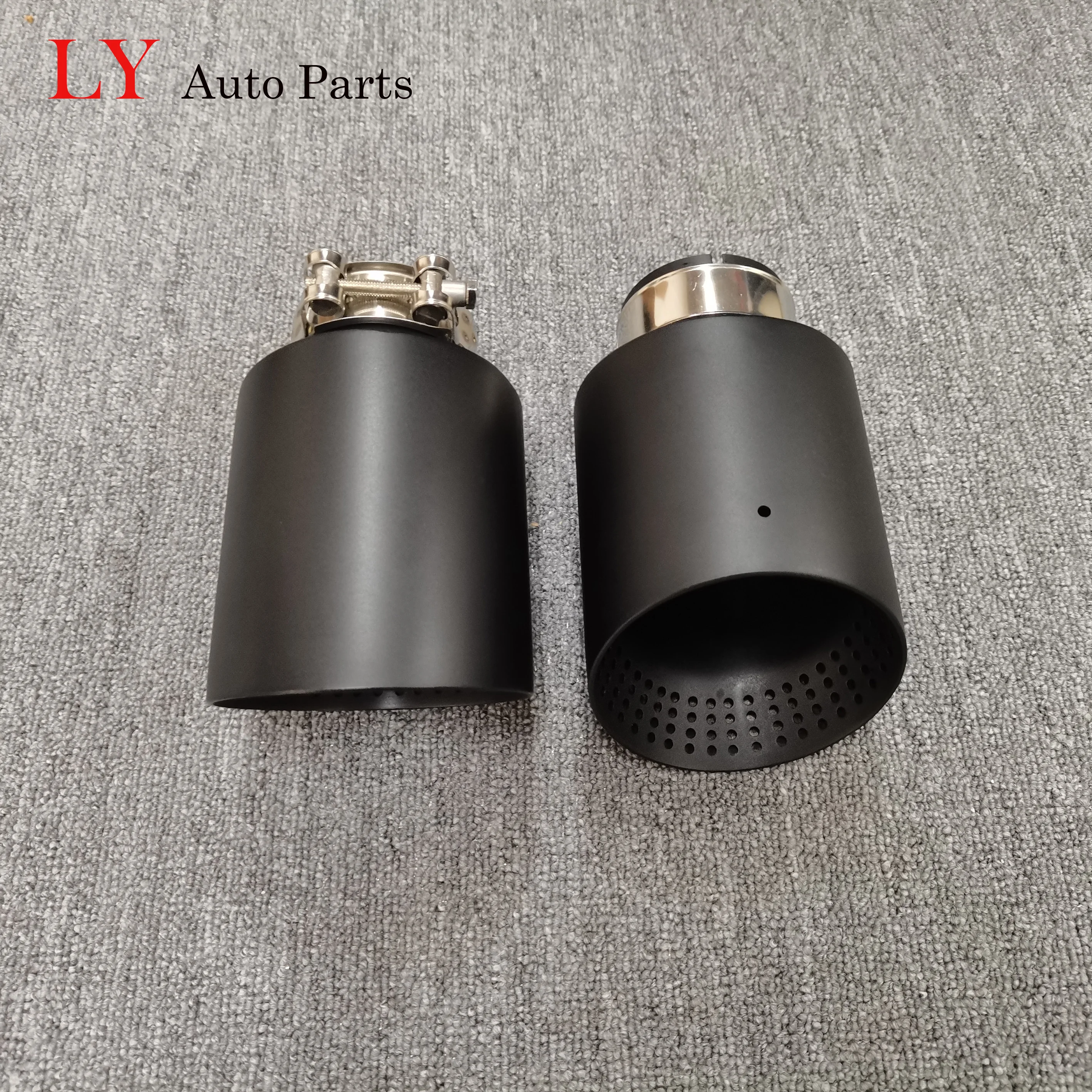 1Piece-Matte-Black-Stainless-Steel-Car-Muffler-Tip-System-Pipe ...
