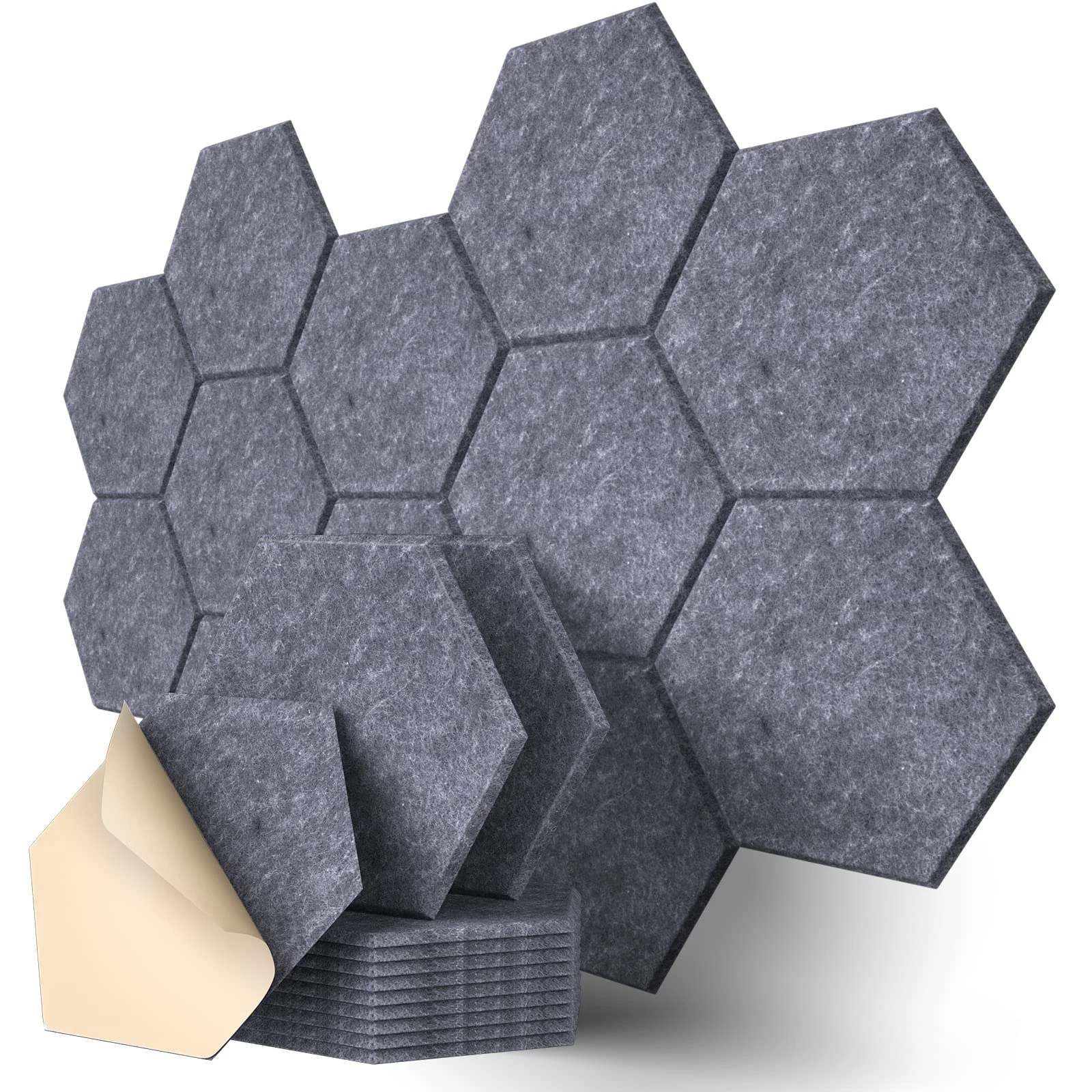 12Pcs Hexagonal Self adhesive Acoustic Panels Sound Absorbing ...