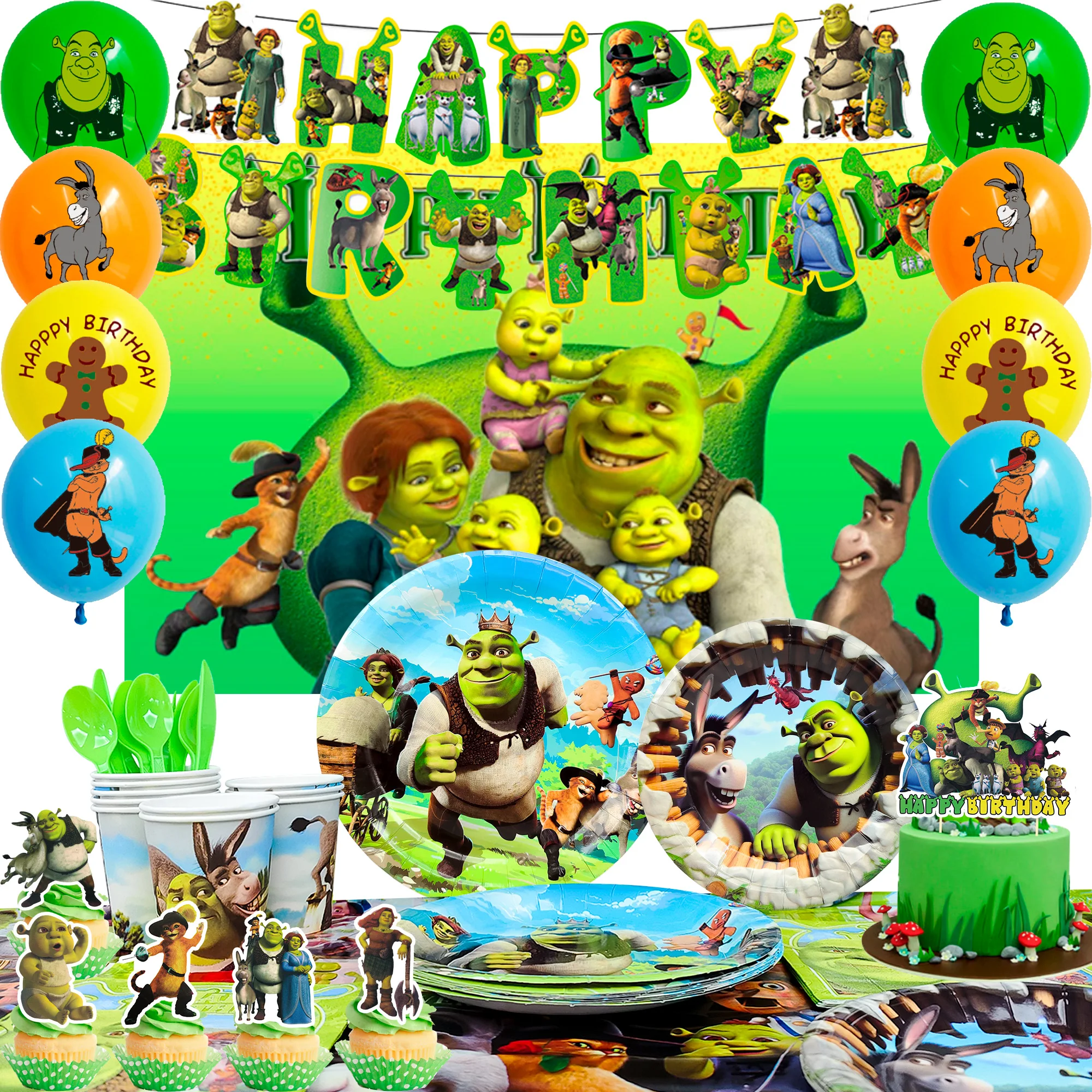 Shrek-Party-Supplies-112pcs-Shrek-Birthday-Decorations-Tableware-Set ...