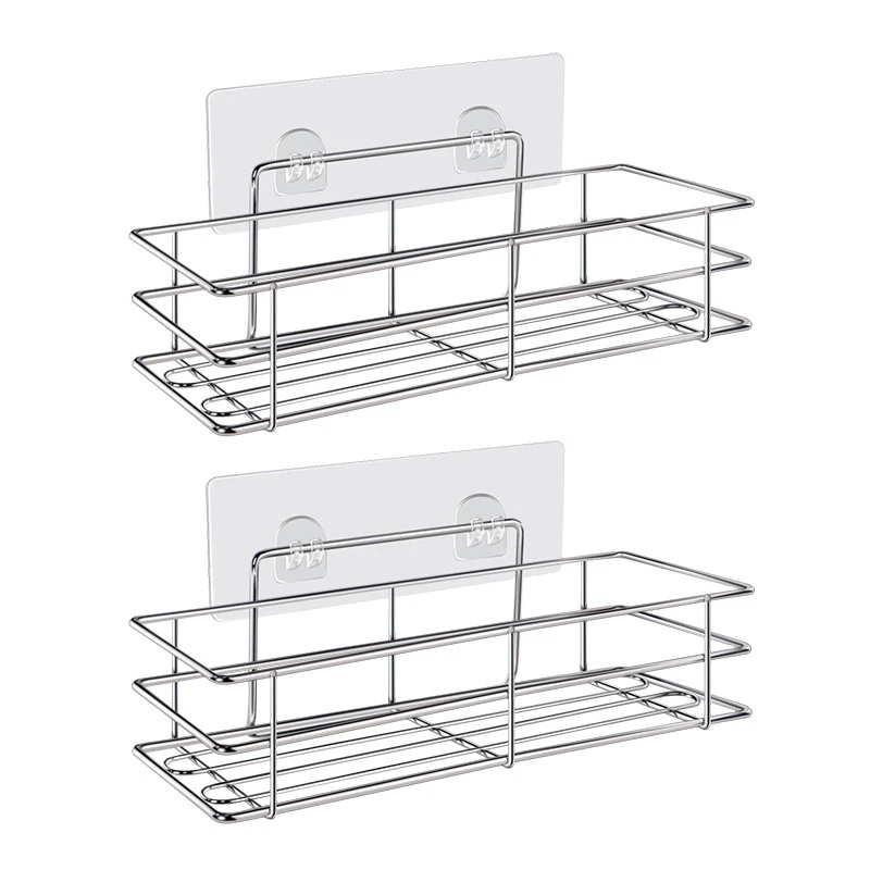 Stainless-Steel-Wall-Storage-Shelf-Rack-Punch-Free-Shower-Shampoo ...