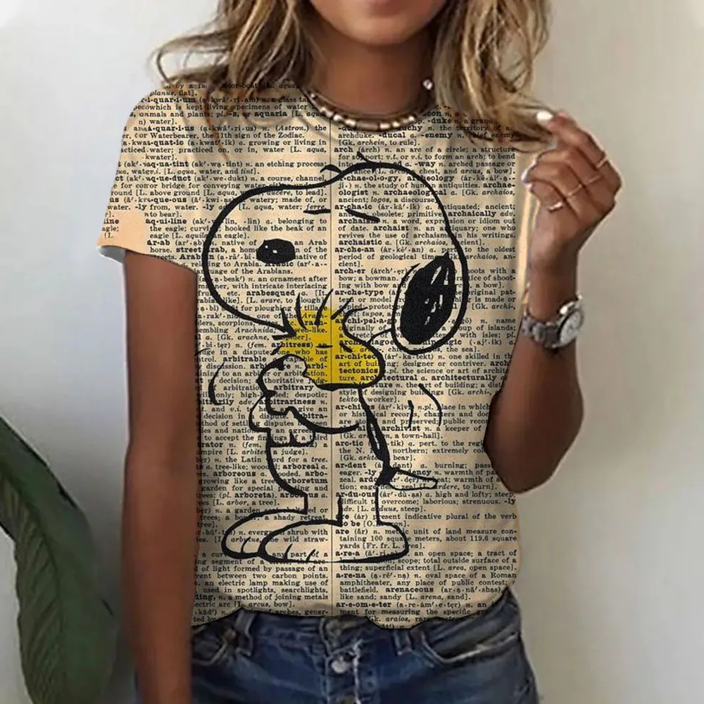 Camiseta-de-colores-con-estampado-de-Snoopy-para-mujer-blusa-sencilla-y ...
