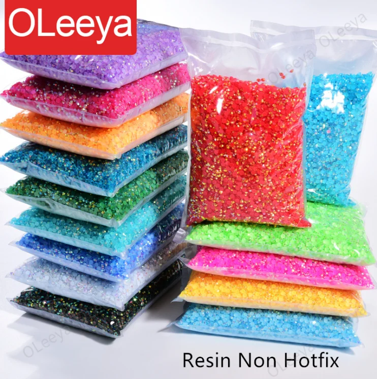 Oleeya Wholesale Flatback Glitter Crystals стразы AB Resin Non hotfix ...