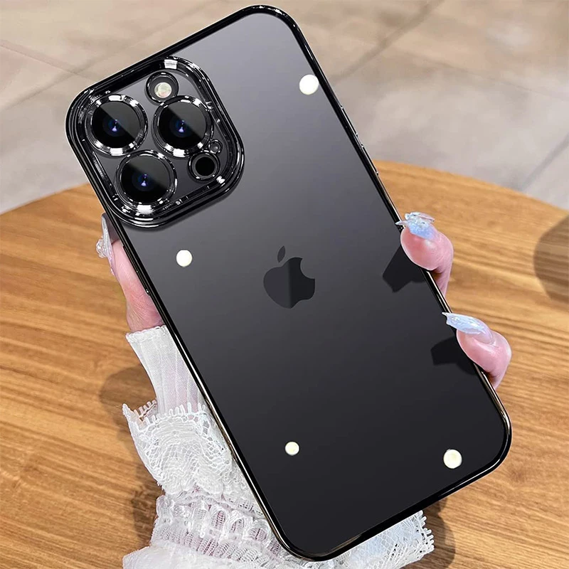 Luxury-Plating-Frame-Transparent-Phone-Case-For-iPhone-14-13-12-11-Pro ...