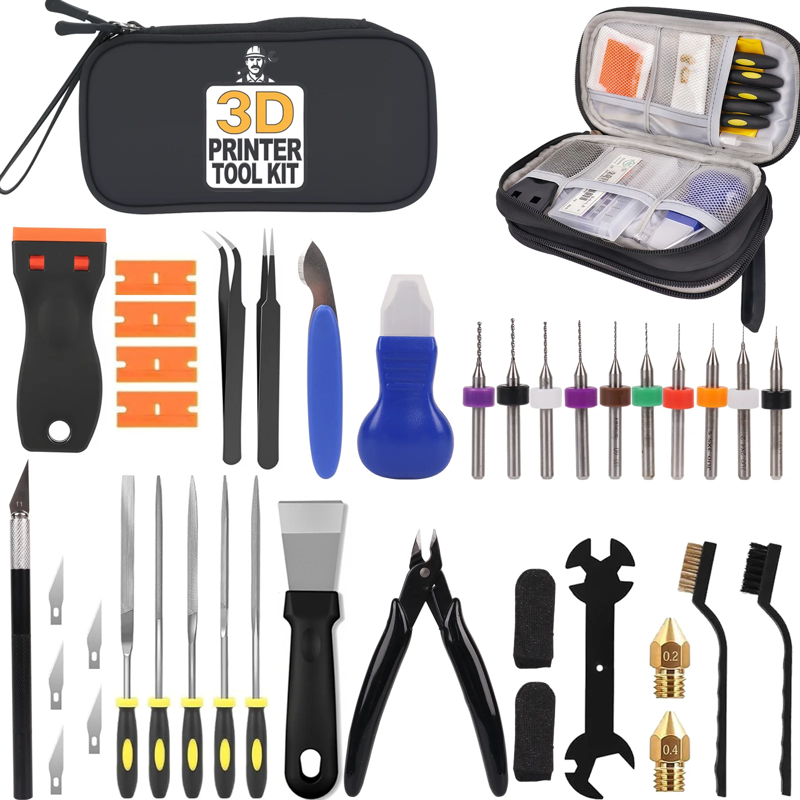 3D Printer Tool Kit 39PCS Maintenance with Nozzle Cleaning Tools ...