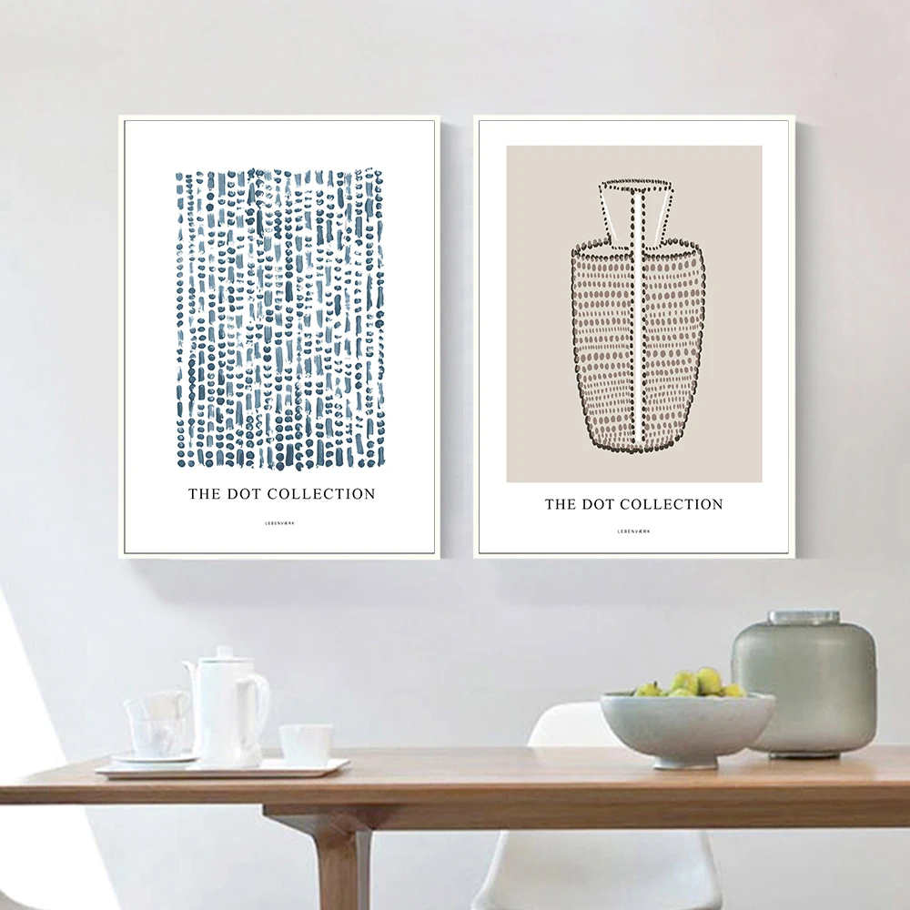 Abstract Dot Vase Two Poster modern Wall Art Canvas Painting Nordic ...
