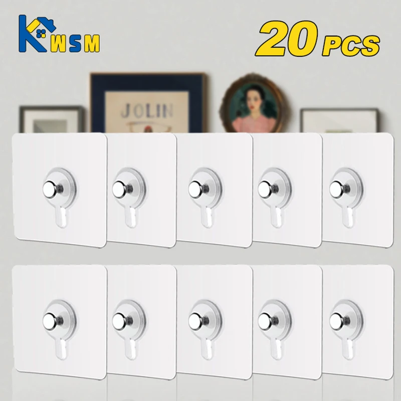 10-20-Pack-Strong-Adhesive-Hooks-Picture-Frame-Poster-No-Drilling-Hooks ...
