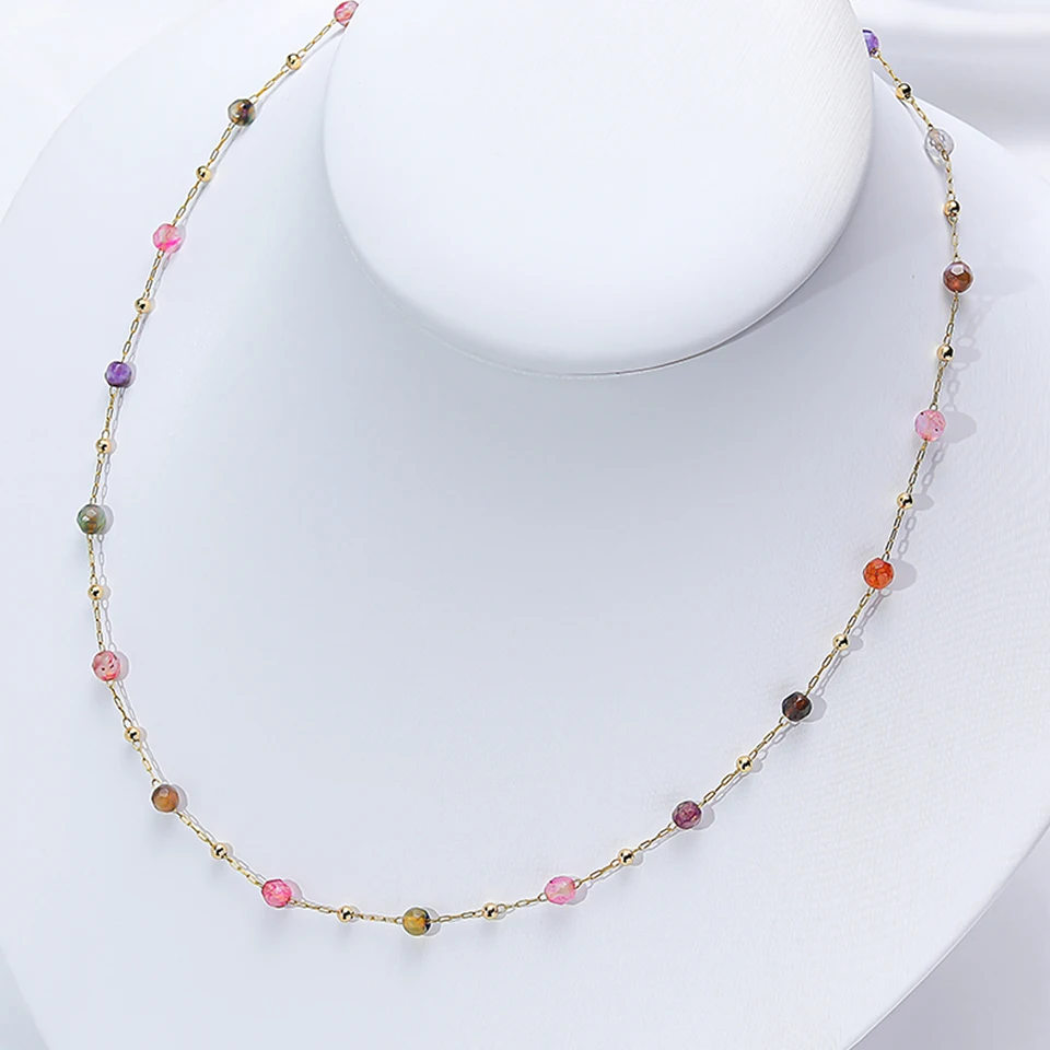 4mm-Handwork-Bead-Necklace-For-Women-Agate-Stone-Chain-Fashion-Jewelry ...