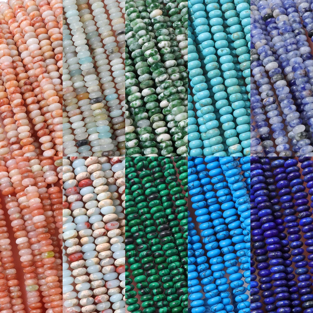 2x4mm-Abacus-Shape-Natural-Stone-Beads-Flat-Rondelle-Loose-Bead-Lapis ...