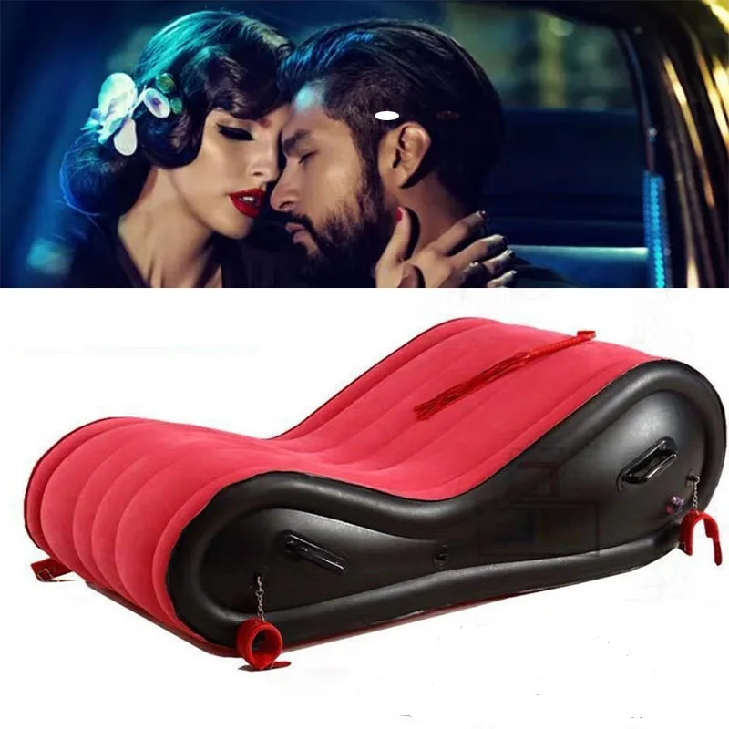 Sofá cama inflable de terciopelo suave para adultos, cojín erótico para parejas, muebles para el ...