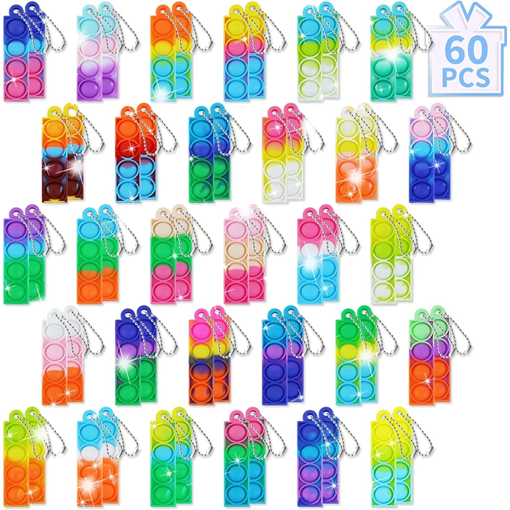 60PCS Mini Pop Keychain Bubbles Party Favors Fidget Toys Stress Relief ...