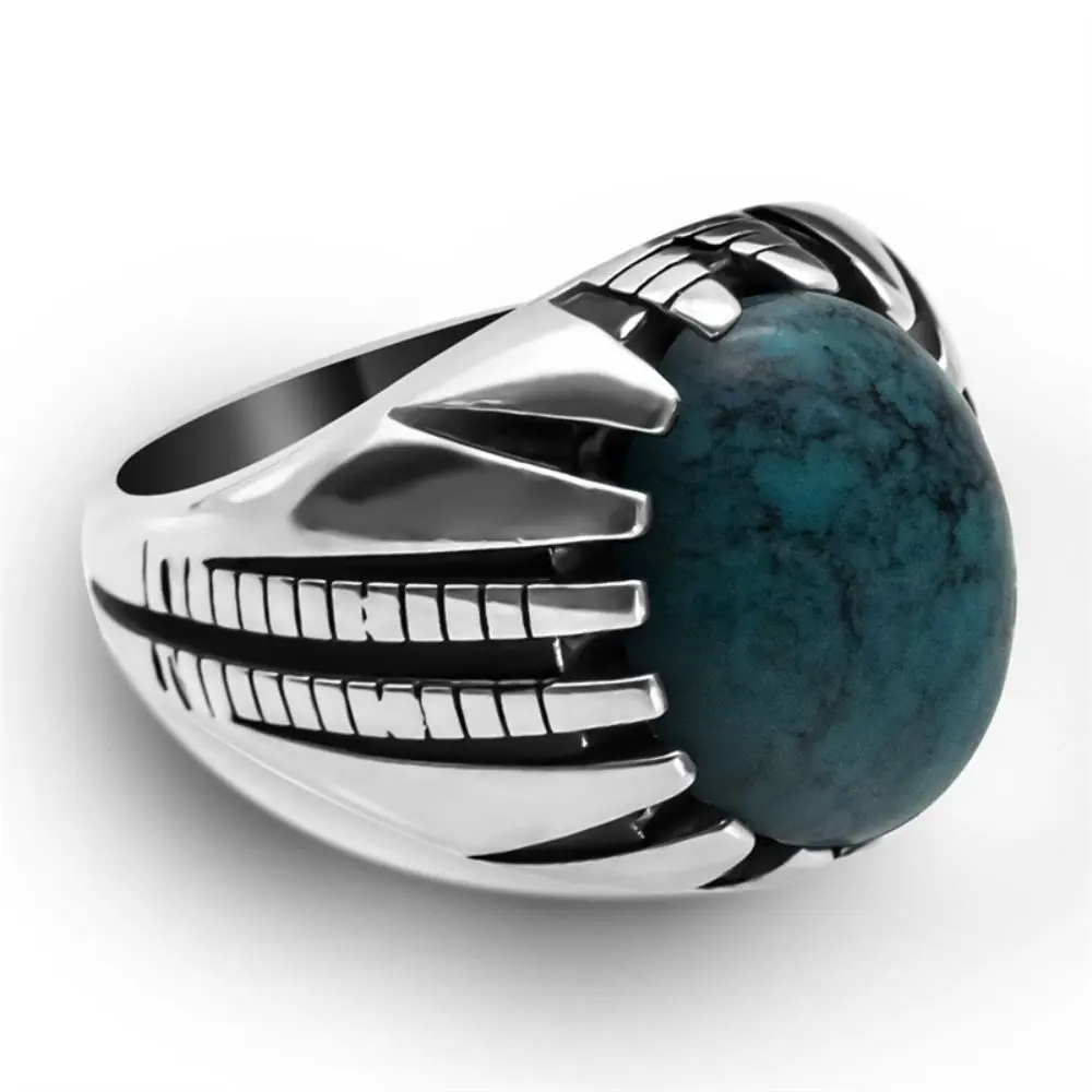 Central-Know-925-Sterling-Silver-Turkish-Men-Rings-Natural-Turquoise ...