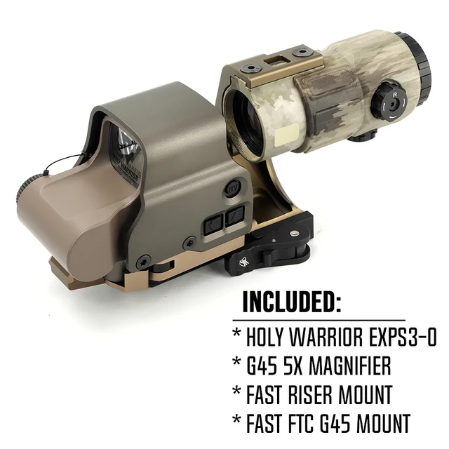 HolyWarrior EXPS3-0 Red Dot Sight With G45 5X Magnifier With Fast Riser ...
