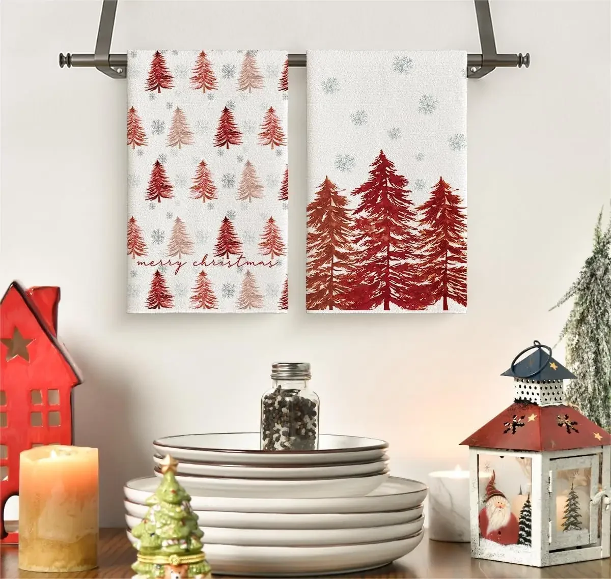 2Pcs, Christmas Red Cedar Tree Kitchen Towels, 40Cm*60Cm Towel Set ...