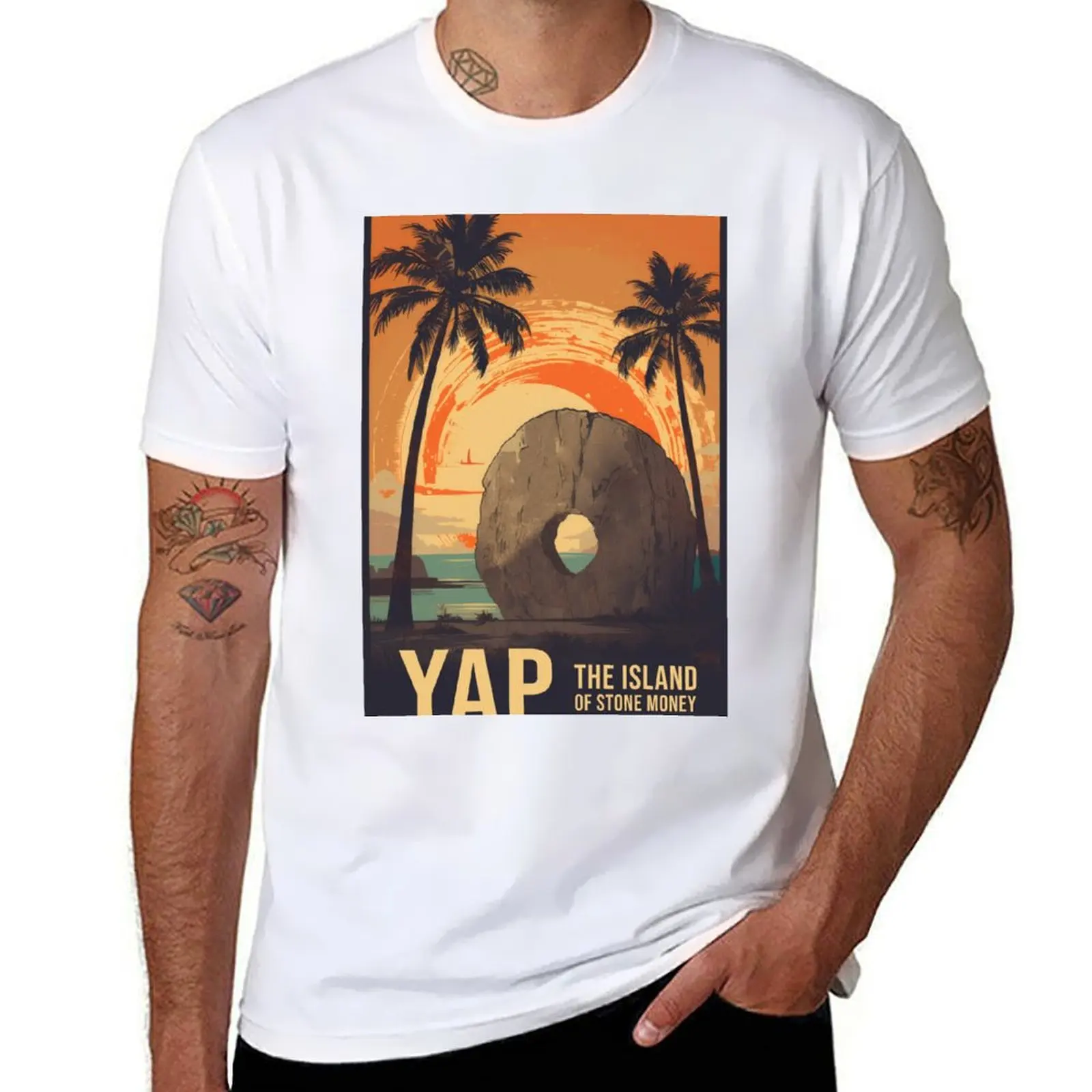 Yap, The Island of Stone Money T-Shirt man t shirt cotton high quality ...
