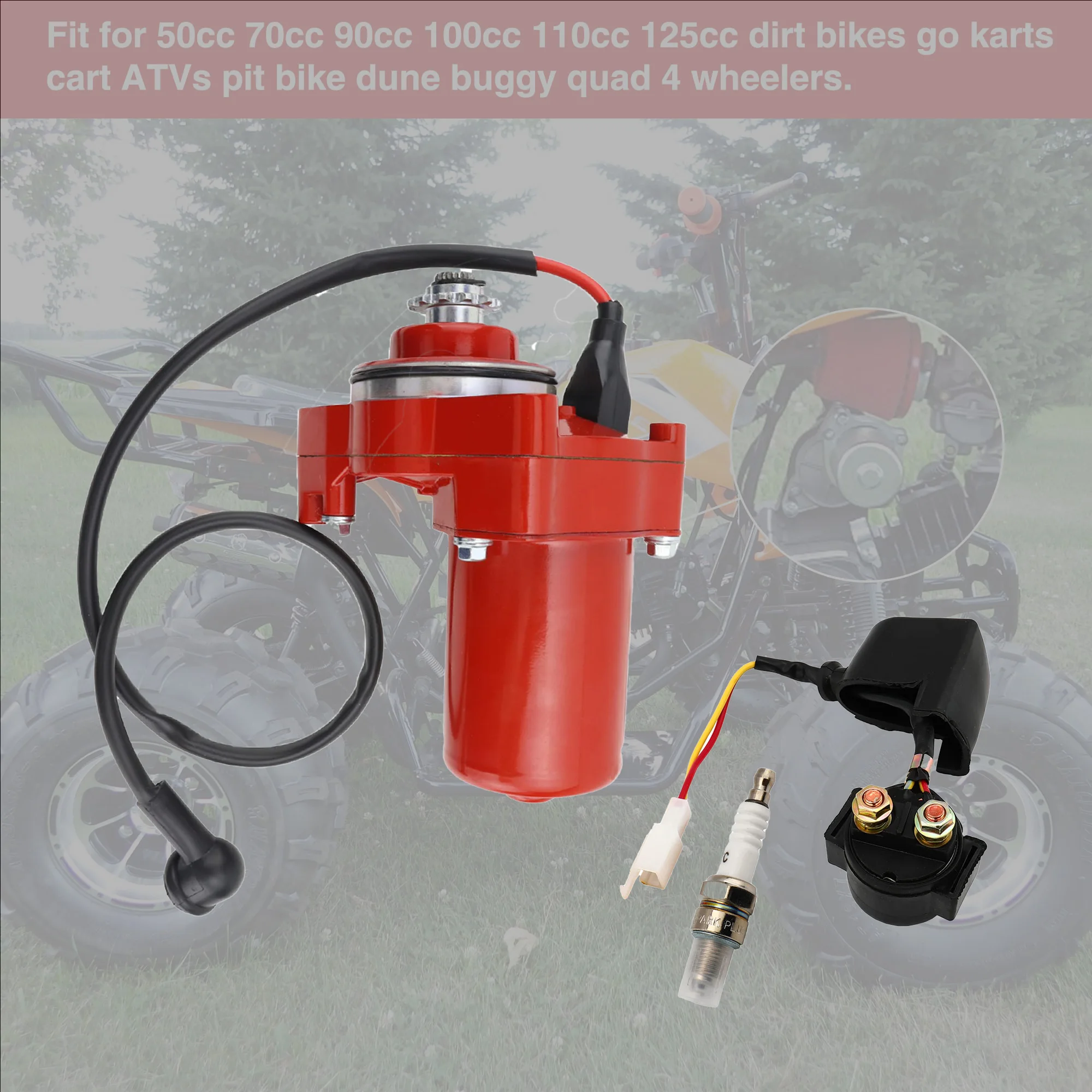 Starter-with-Motor-Solenoid-Relay-Spark-Plug-for-50cc-70cc-90cc-110cc ...