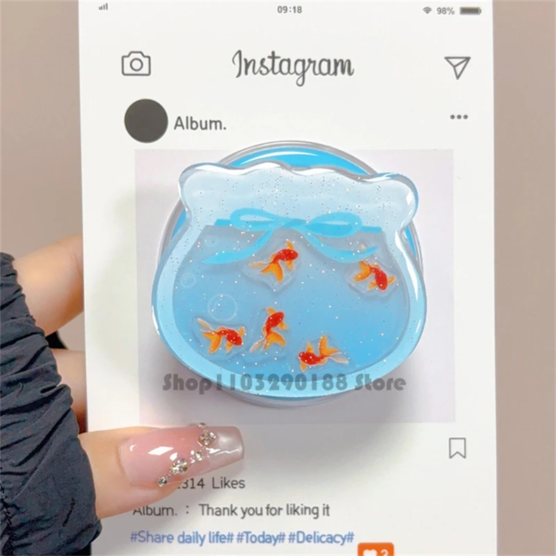 한국 Quicksand Shake Fish Tank 마그네틱 홀더 그립 Tok Griptok 전화 스탠드 홀더 패드 ...