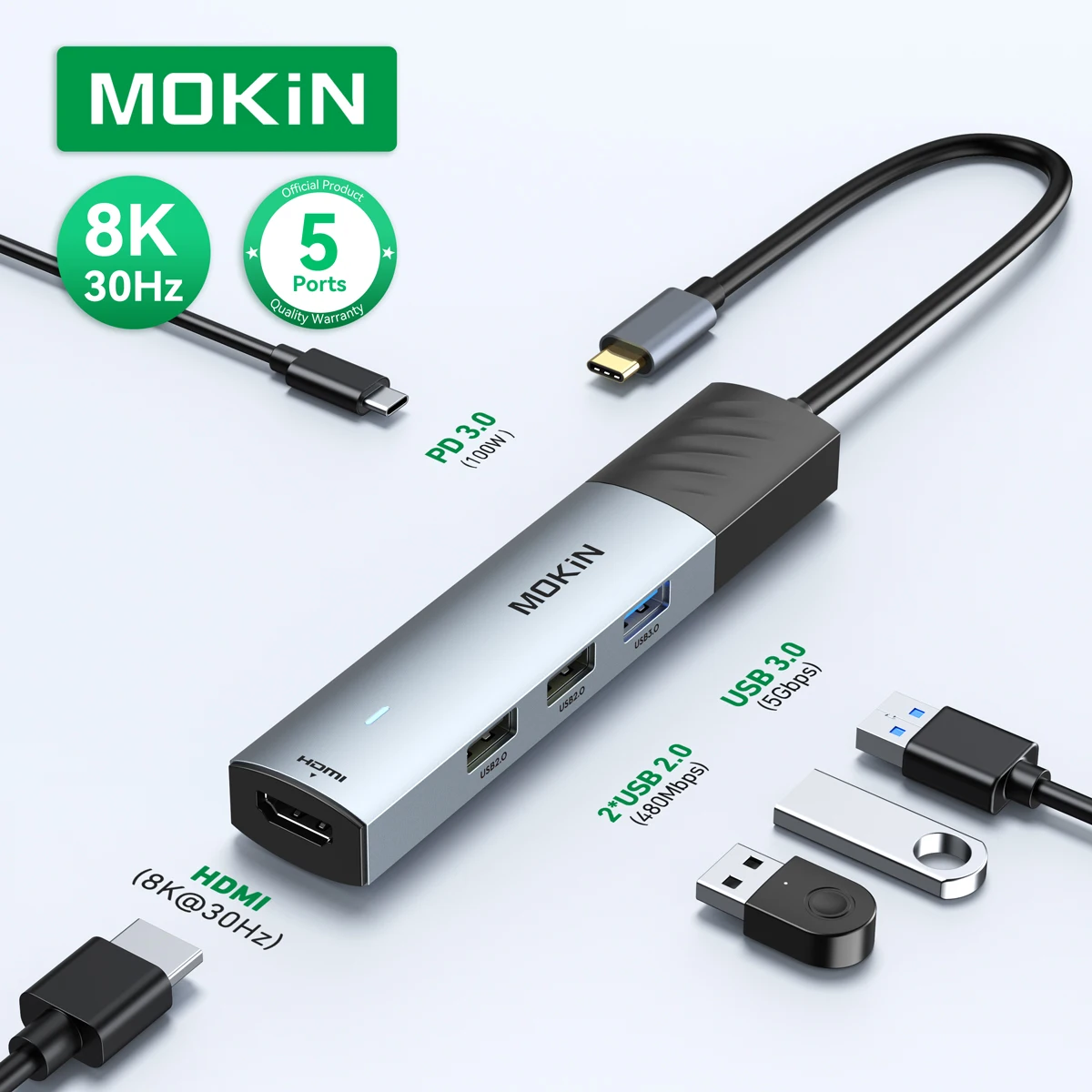 MOKiN-5-in-1-USB-Hub-USB-C-Multiport-Hub-Adapter-with-8K30Hz-HDMI-5Gbps ...