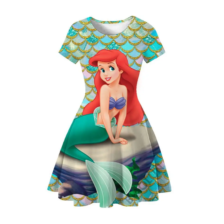 Little-Mermaid-Princess-Dress-for-Girls-Summer-Short-Sleeve-3D-Print ...