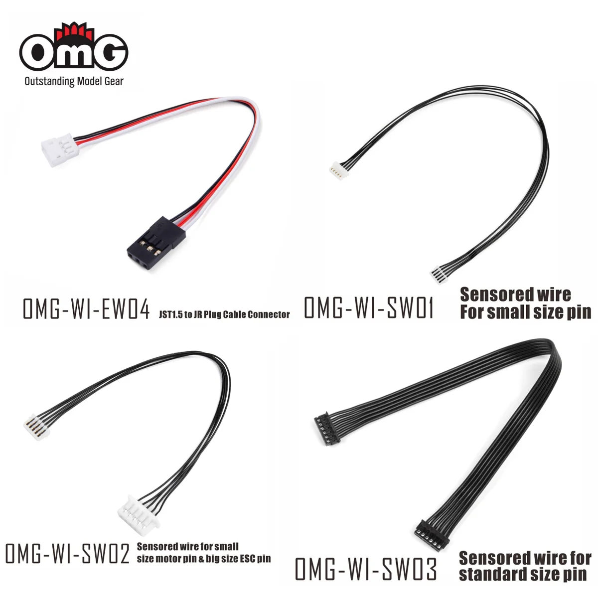 5Pcs-OMG-85-125-165mm-Adapter-Cable-Sensored-Wire-Brushless-Motor ...