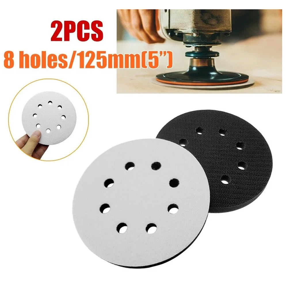 2Pcs-5Inch-125mm-8-Holes-Soft-Sponge-Interface-Pad-Hook-Loop-Sanding ...