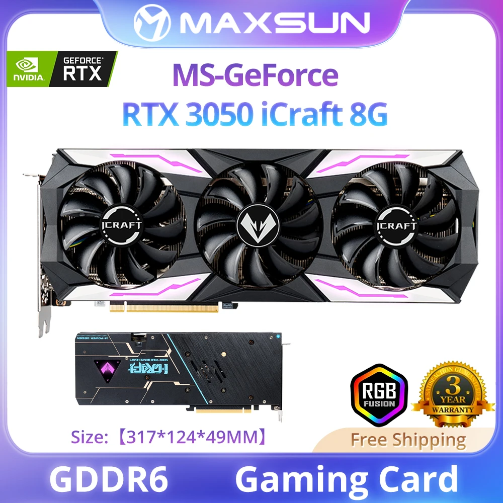 MAXSUN-Official-NVIDIA-Graphics-Card-RTX3050-iCraft-8G-Light-Chasing ...