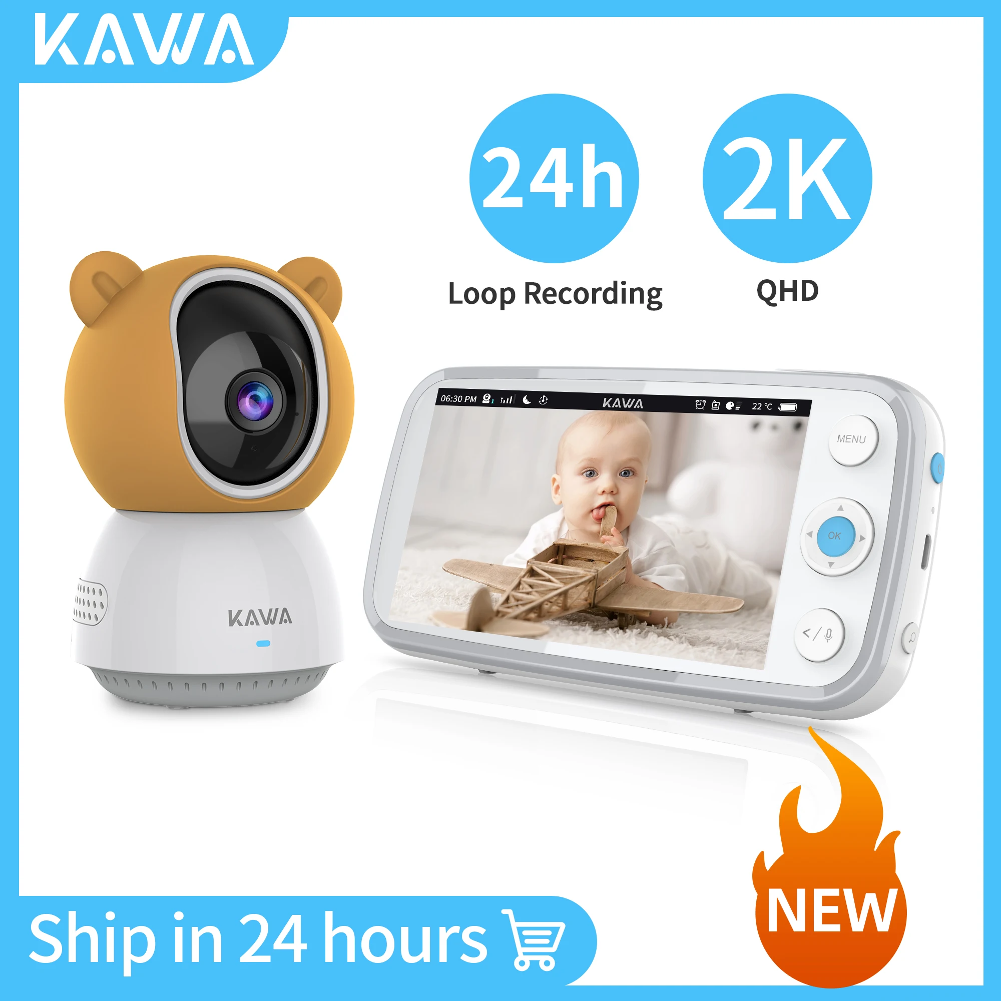 KAWA 2K Baby Monitor with Camera Audio Video Nanny Wireless Camera with ...