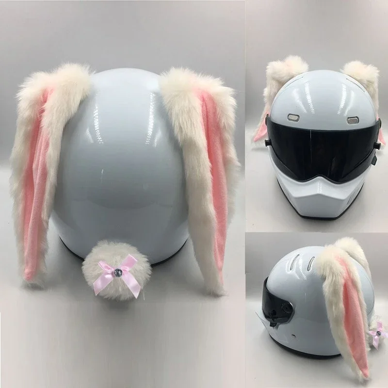 Long-Plush-Rabbit-Ears-Sheep-Horn-Motorcycle-Helmet-Decoration-Bell ...