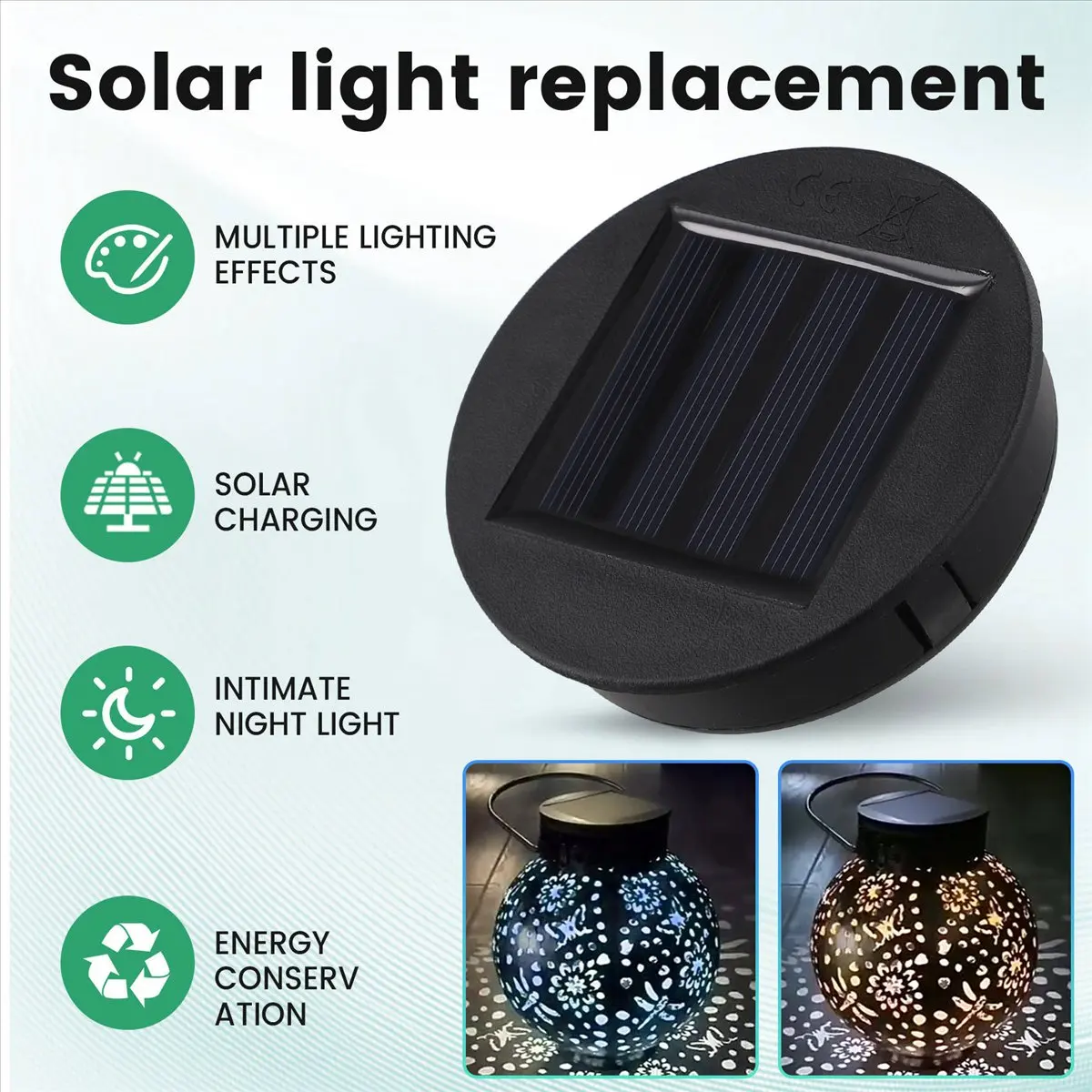 AABFK 2 Pack Solar Lights Replacement Top Solar Panel Lantern Lid ...