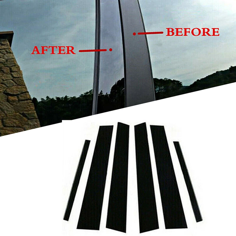 6pcs-Set-Glossy-Black-Pillar-Posts-Door-Side-Window-Trim-Cover-Decal ...