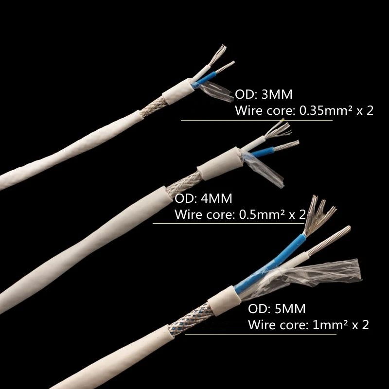 2 Cores Shielded Bulk Audio Cable Rca | Silver Plated 2 Wire Power Line ...