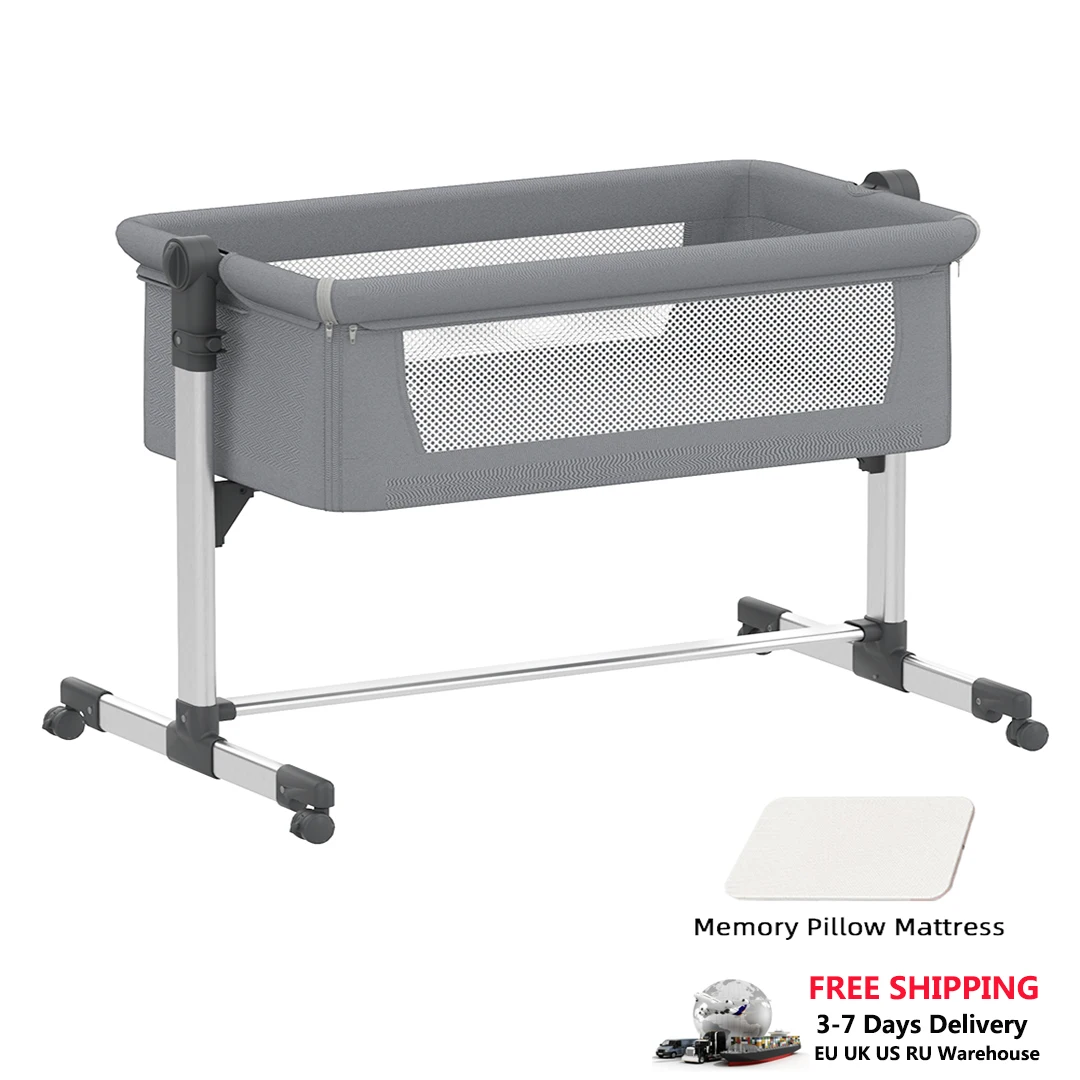 UBRAVOO-Baby-Bedside-Cots-with-Mattress-Baby-Cot-Portable-Moving ...