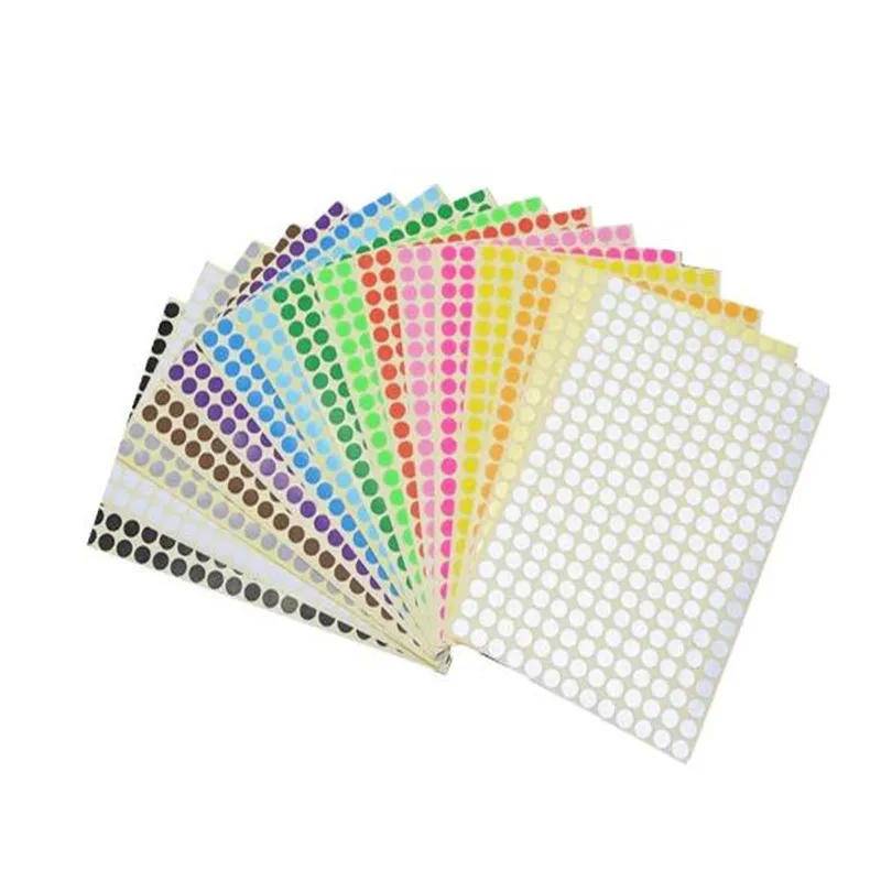 12-Sheets-Pack-Mix-Color-Circle-Round-Color-Coded-Adhesive-Label-Dot ...