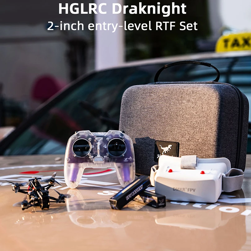 Hglrc Rtf Fpv Set Draknight 2inch 2s Fpv Toothpick Micro Drone C1 Remote Controller Built In