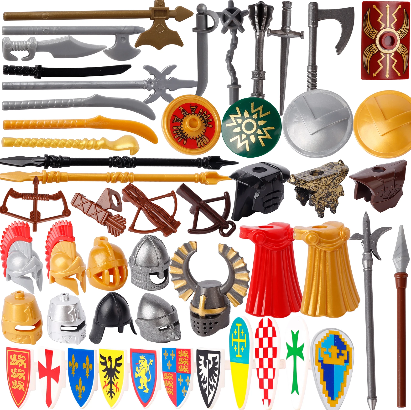 Medieval-Weapons-Sword-Helmets-Shield-Bow-Arms-Building-Blocks-Rome ...