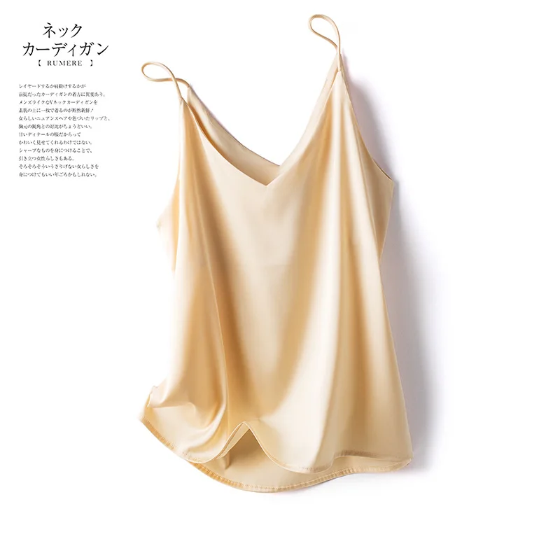 Satin-V-neck-Tank-Top-Base-Sexy-Short-Acetate-Camisole-Woman-Clothing ...