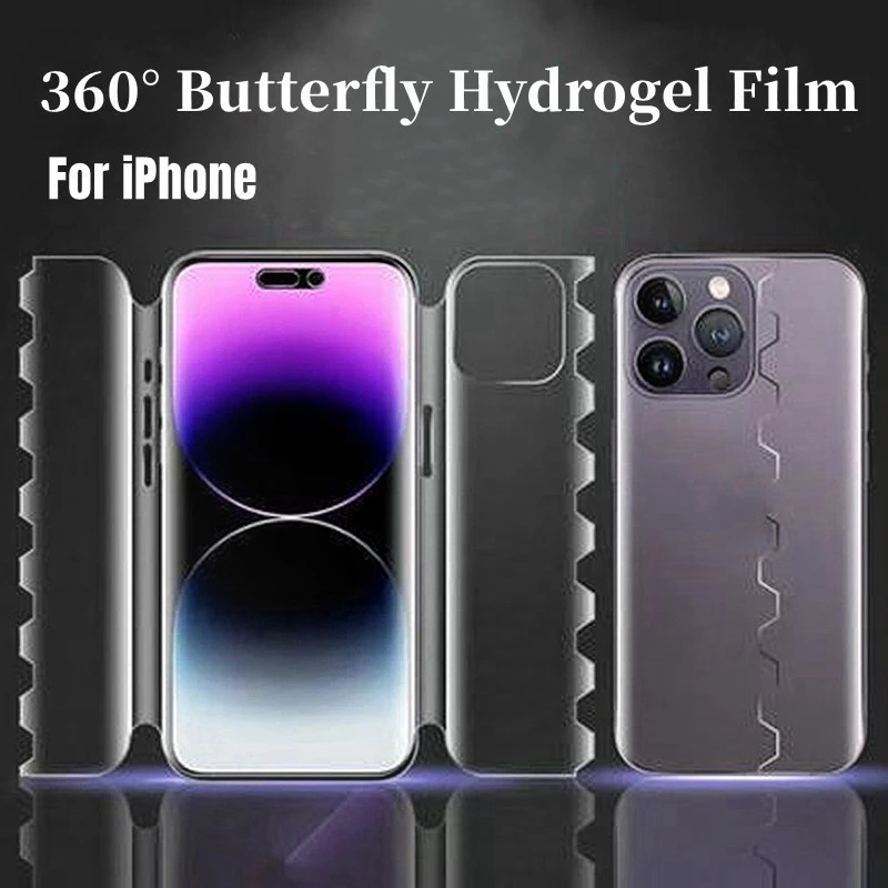 360° Butterfly Hydrogel Film For iPhone 15 14 13 11 Pro Max X XS XR ...