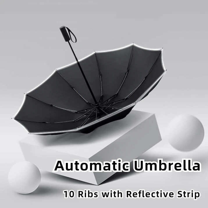 Windproof-Automatic-Folding-Umbrella-with-Reflective-Strip-Rain-Wind ...