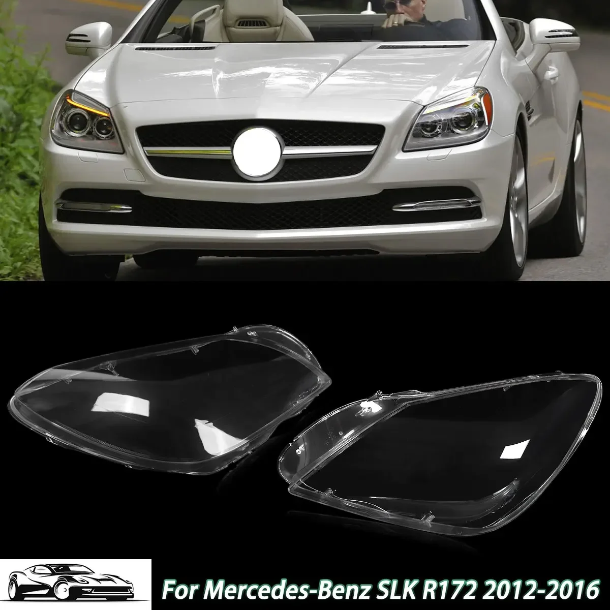Left-Right-For-Mercedes-R172-SLK-2012-2016-Headlight-Lens-Cover ...