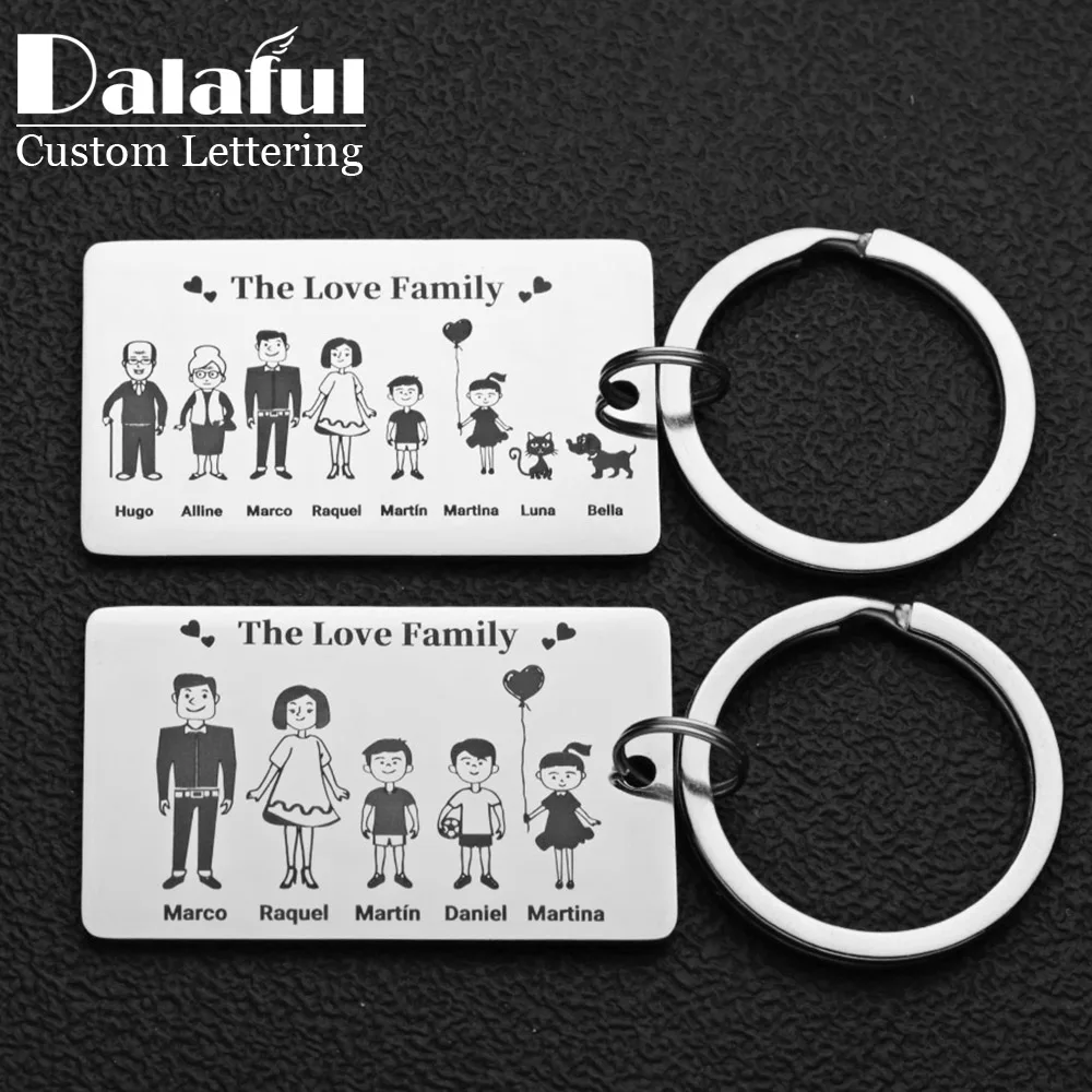 Personalized-Family-Keychain-Stainless-Steel-Parents-Children-Present ...