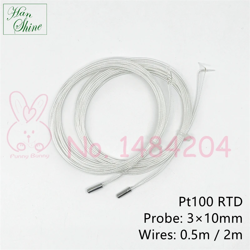 2 Wire Pt100 RTD Mini Probe 3mm * 10mm High Temperature Sensor Cable 0 ...