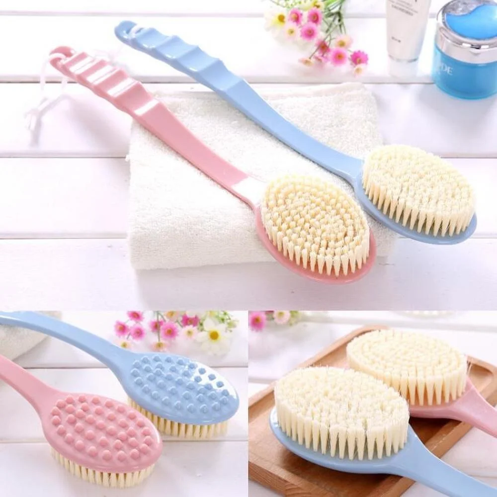 Soft Body Scrubber Shower Exfoliating Scrubs Long Handle Bath Brush ...