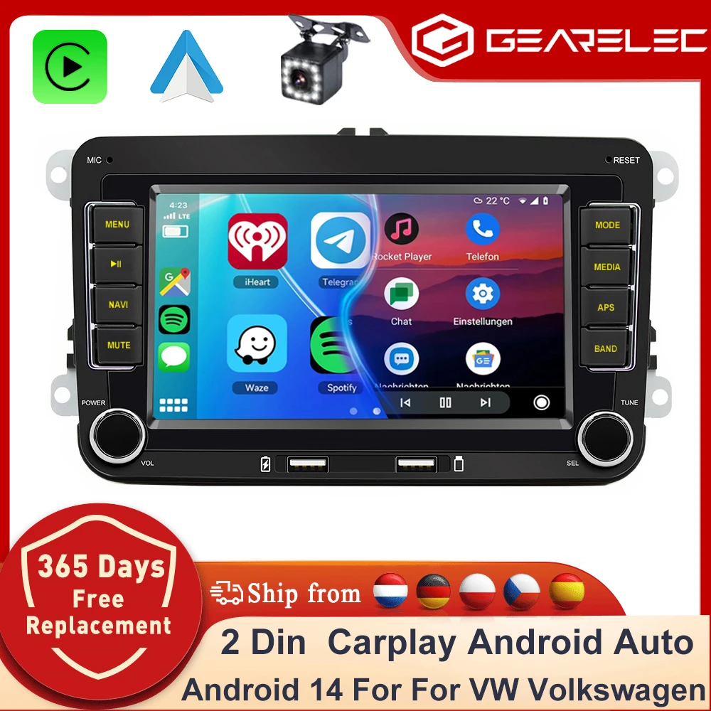 2 Din Android Car Radio Multimedia Player GPS WiFi Carplay For VW ...