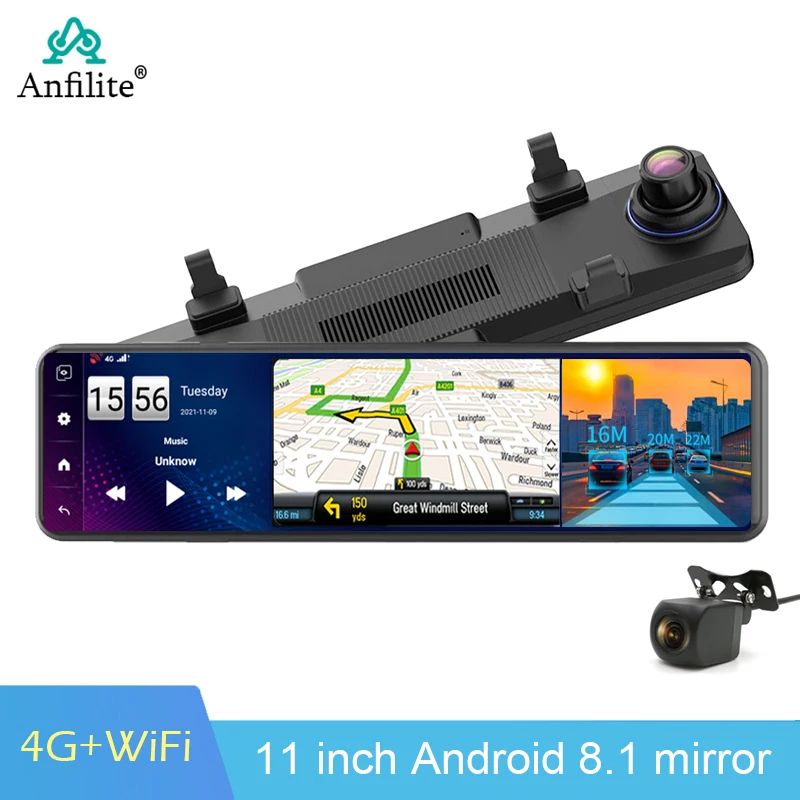 11inch-Car-Smart-Rearview-Mirror-DVR-Android-8-1-Video-Recorder-4GB ...