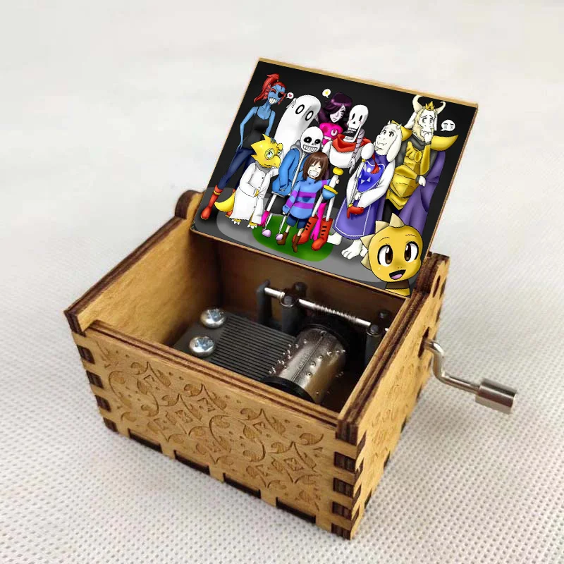 anime-Undertale-Cartoon-Music-Box-Carved-Wood-Hand-Crank-Music-Box-Home ...
