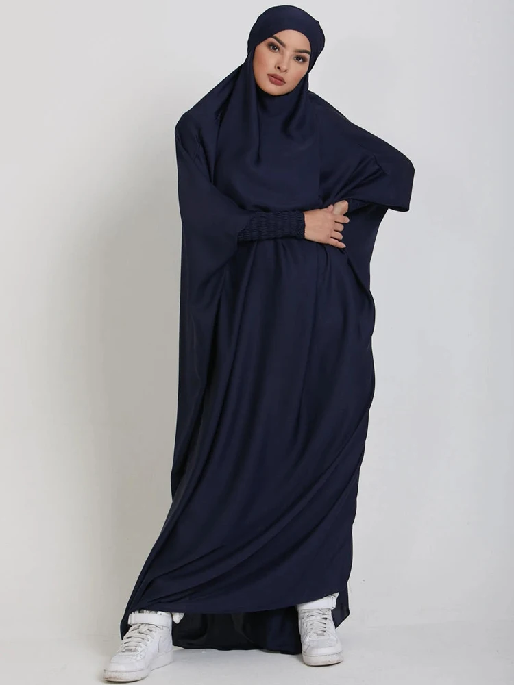 One-piece-Prayer-Dress-Muslim-Women-Hooded-Abaya-Smocking-Sleeve ...
