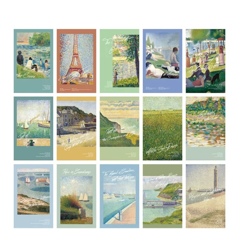 15Pcs-Set-France-Georges-Seurat-Art-Painting-Postcard-INS-Style ...