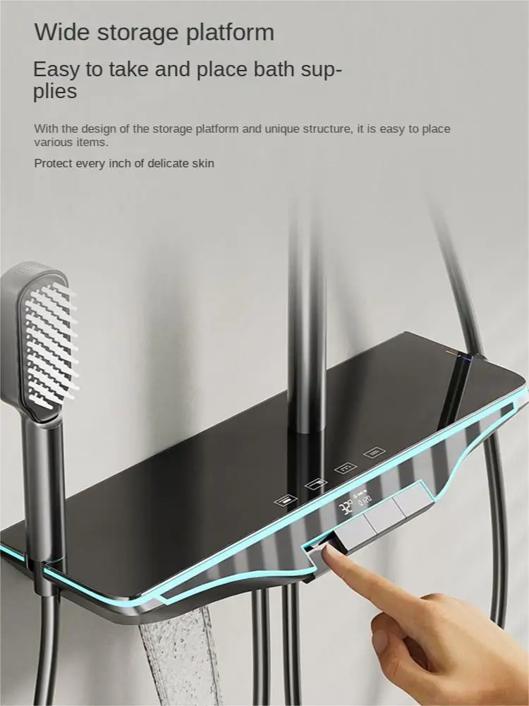 White-Gray-Bathroom-Shower-Full-Set-Bathtub-Shower-System-Rain ...