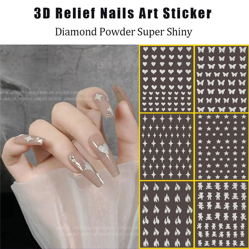 3D-Relief-Nails-Art-Sticker-Sliders-Love-Bear-Butterfly-Flame-Star-Nail ...