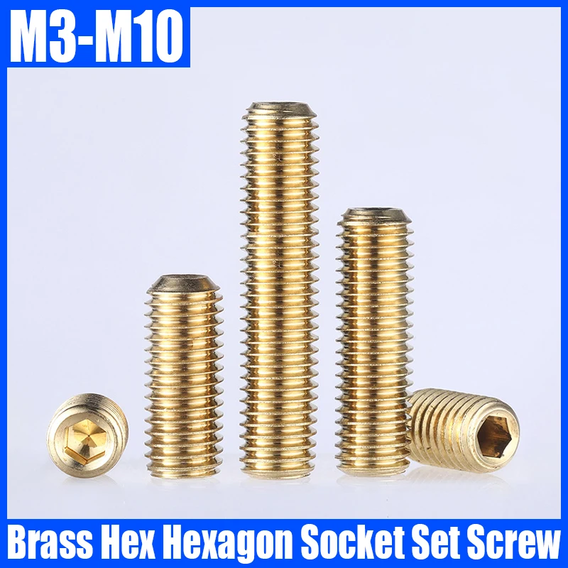 10PCS-M3-M4-M5-M6-M8-M10-Brass-Hex-Hexagon-Socket-Set-Screw-Copper ...